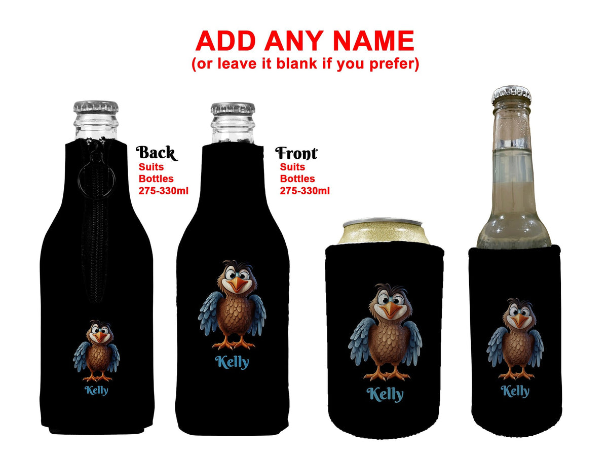 Personalised Hawk Stubby Holder Slim Line, Standard Size or Zip Up Sty ...